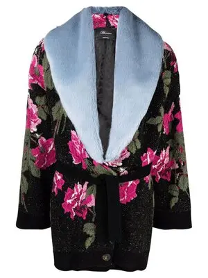 Blumarine Floral-print Belted Coat