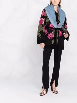 Blumarine Floral-print Belted Coat