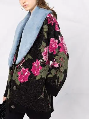 Blumarine Floral-print Belted Coat