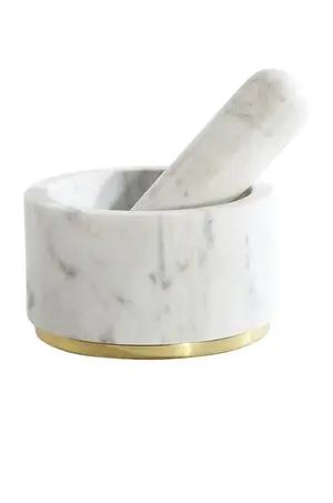 HAWKINS NEW YORK Simple Marble And Brass Mortar And Pestle - White