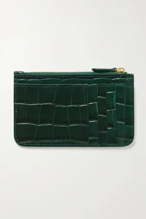 Balenciaga Cash Printed Croc-effect Leather Cardholder Green