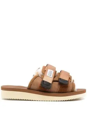 Suicoke Moto Shearling Slides - Brown