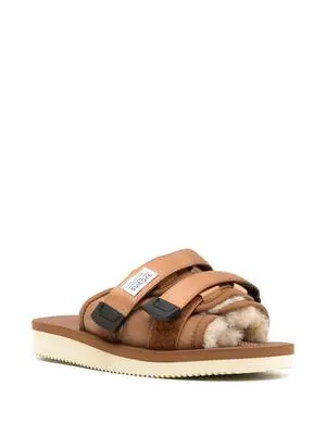 Suicoke Moto Shearling Slides - Brown