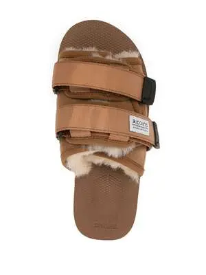 Suicoke Moto Shearling Slides - Brown