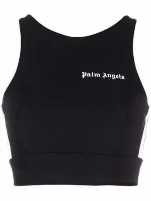 Palm Angels Side-stripe Cropped Top - Black