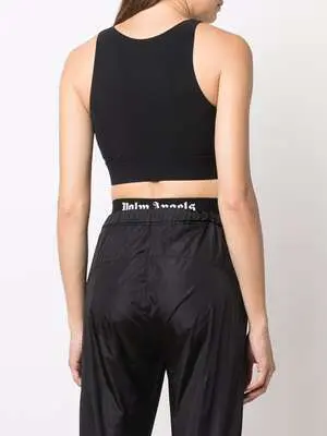 Palm Angels Side-stripe Cropped Top - Black