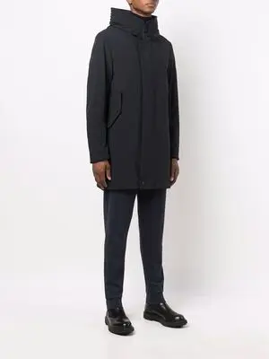 Peuterey Logo Patch Hooded Coat - Black
