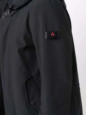 Peuterey Logo Patch Hooded Coat - Black