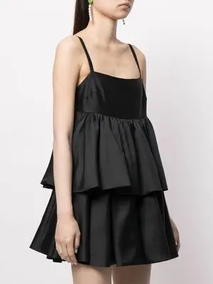 MACGRAW Conversation Tiered Mini Dress - Black