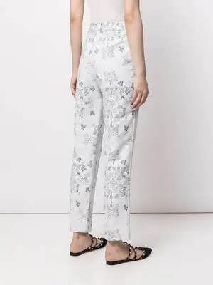 MACGRAW Butterfly Print Trousers - White