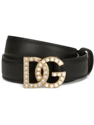 Dolce & Gabbana Dg-logo Leather Belt - Black