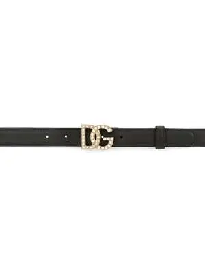 Dolce & Gabbana Dg-logo Leather Belt - Black