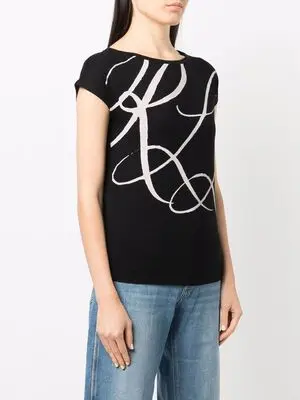 Ralph Lauren Oversized Logo Print Top - Black