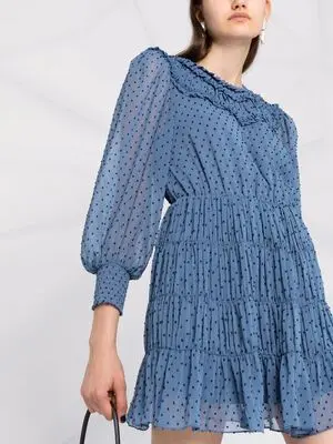 Sandro Gwen Polka-dot Ruffled Dress