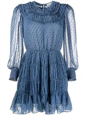 Sandro Gwen Polka-dot Ruffled Dress