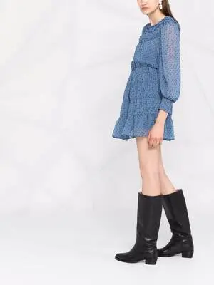 Sandro Gwen Polka-dot Ruffled Dress