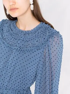 Sandro Gwen Polka-dot Ruffled Dress