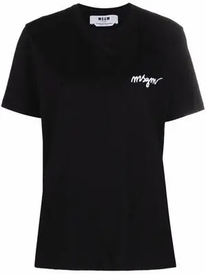 MSGM Chest-logo Crewneck T-shirt - Black