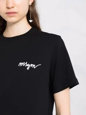 MSGM Chest-logo Crewneck T-shirt - Black