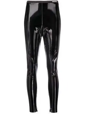 Red Valentino High-waisted Vinyl-effect Trousers