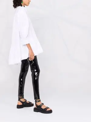 Red Valentino High-waisted Vinyl-effect Trousers