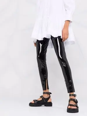 Red Valentino High-waisted Vinyl-effect Trousers