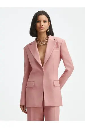 pink oscar de la renta coat dress Oscar de la Renta Jewel Neck Wool Cape Coat in Pink