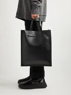 Alexander McQueen North South Logo-embossed Leather Tote Bag