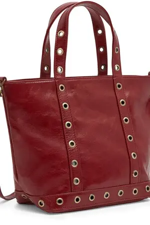 Vanessa Bruno Small Crinkled Leather And Eyelets Cabas Tote - Lie De Vin