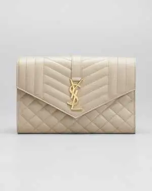 Saint Laurent Envelope YSL Clutch Bag 2721 Dark Beige