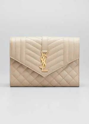 Saint Laurent Envelope YSL Clutch Bag 3344 Vert Kaki