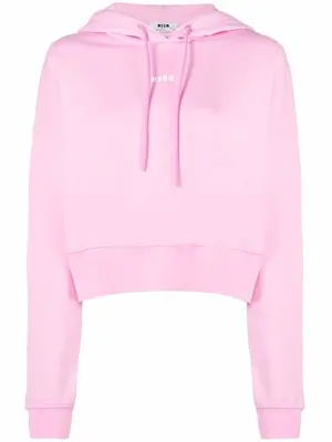 MSGM Logo-print Hoodie - Pink