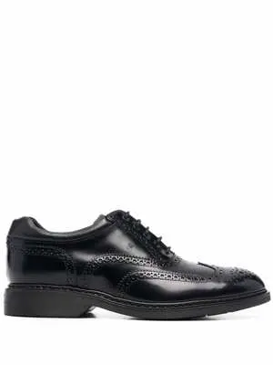 Hogan Leather Lace-up Oxford Shoes - Black