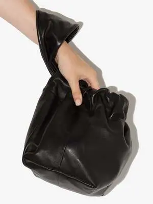 JIL SANDER Drawstring Leather Clutch Bag