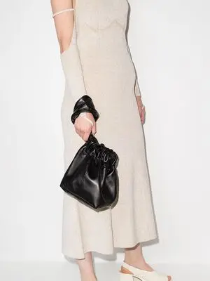 JIL SANDER Drawstring Leather Clutch Bag