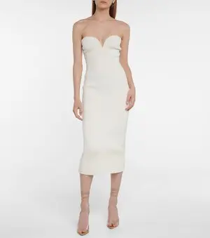 Galvan Thalia Strapless Midi Dress - White