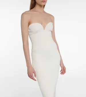 Galvan Thalia Strapless Midi Dress - White