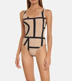 TOTEME Logo Swimsuit - Beige