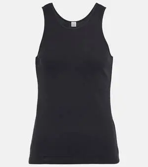TOTEME Ribbed-knit Stretch-cotton Tank Top - Black