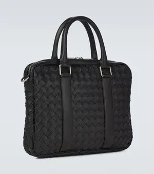 Bottega Veneta Classic Medium Intrecciato Leather Briefcase - Black