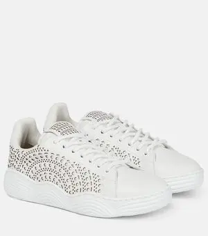 Alaïa Lazer-cut Leather Sneakers