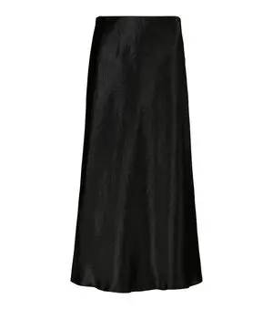 Max Mara Alessio Satin Midi Skirt - Black
