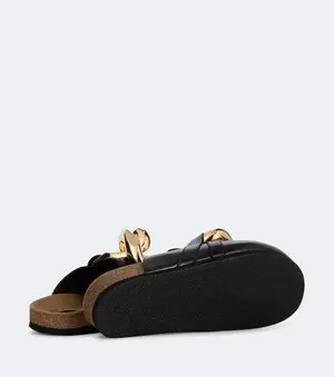 JW Anderson Curb Chain Mules In Calf Leather - Black