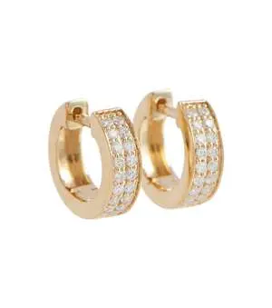 SYDNEY EVAN Two Row 14kt Huggie Earrings With Diamonds