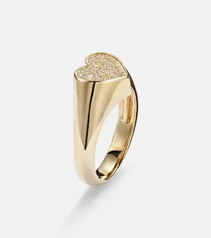 SYDNEY EVAN 14kt Yellow Heart Ring With Diamonds