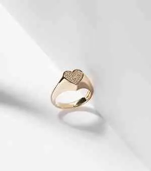 SYDNEY EVAN 14kt Yellow Heart Ring With Diamonds