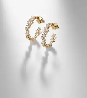 SYDNEY EVAN 14kt Yellow Diamond Hoop Earrings
