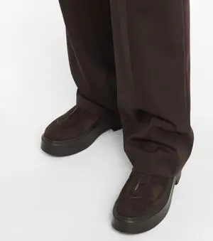 THE ROW Zipped Suede Ankle Boots - Brown