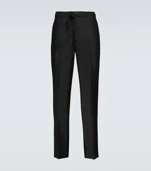 Auralee Dobby Silk And Linen Pants Black
