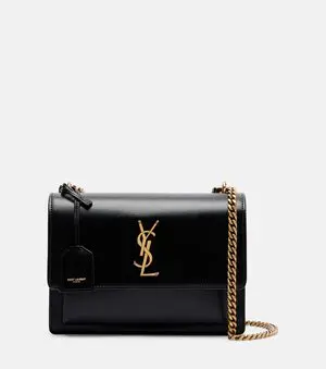 Saint Laurent Sunset Medium Leather Shoulder Bag - Black